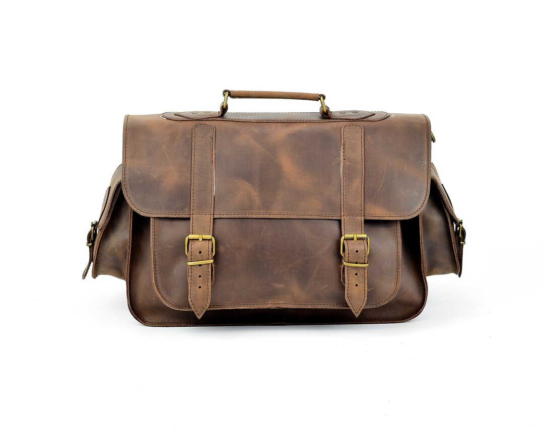 Handmade Distressed Leather 15" Laptop Messenger Bag - Etsy