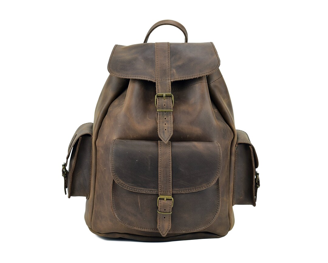 Handmade Waxed Leather Backpack From Full Grain Leather - Extra Large ...