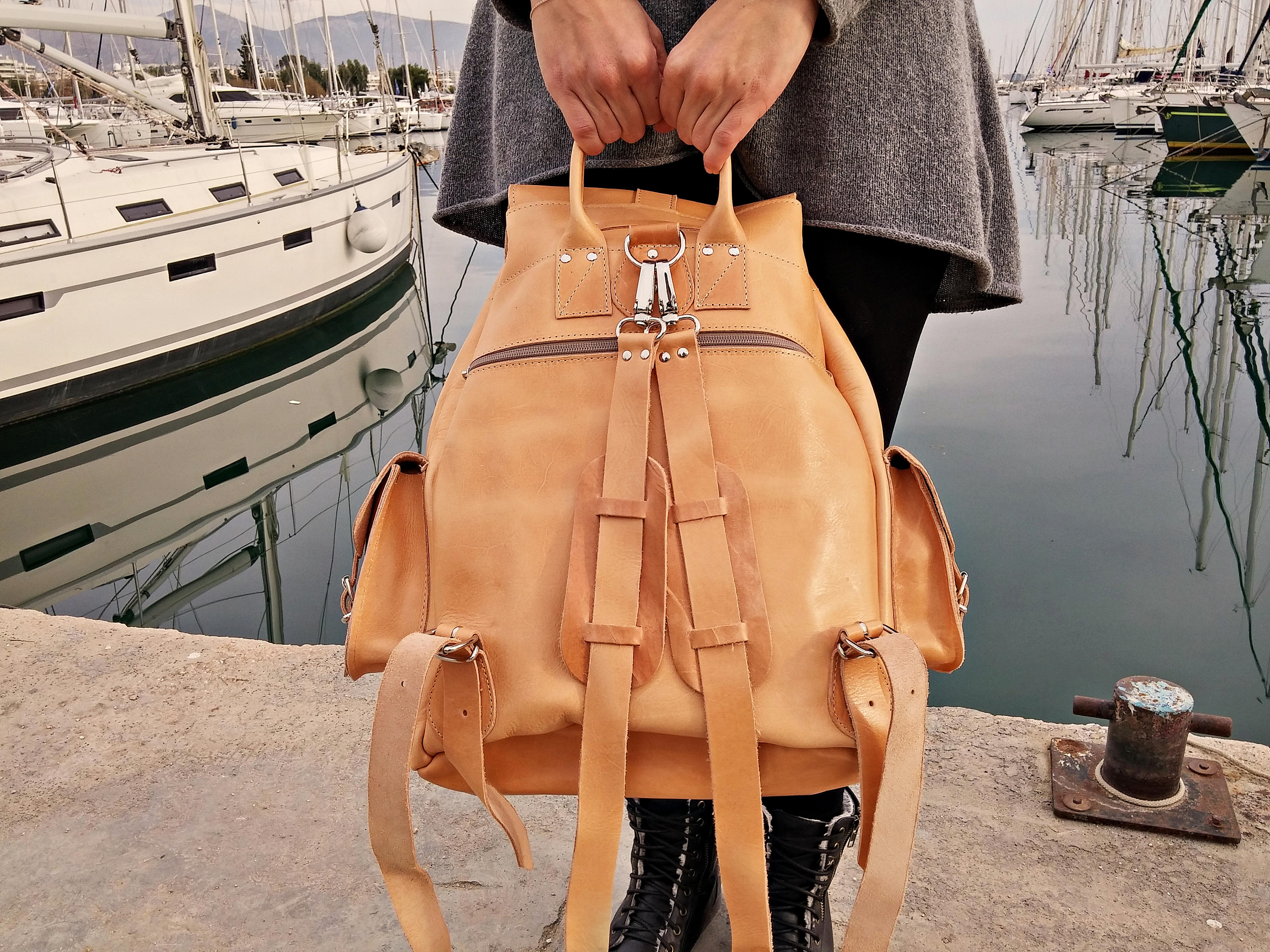 Extra Large Leather Backpack / Full Grain Leather Travel - Etsy
