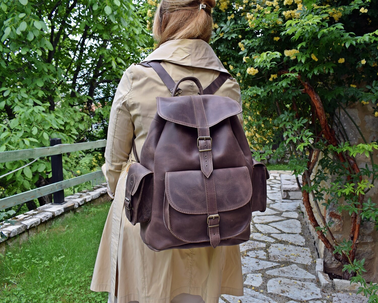 Handmade Waxed Leather Backpack from Full Grain Leather | Etsy
