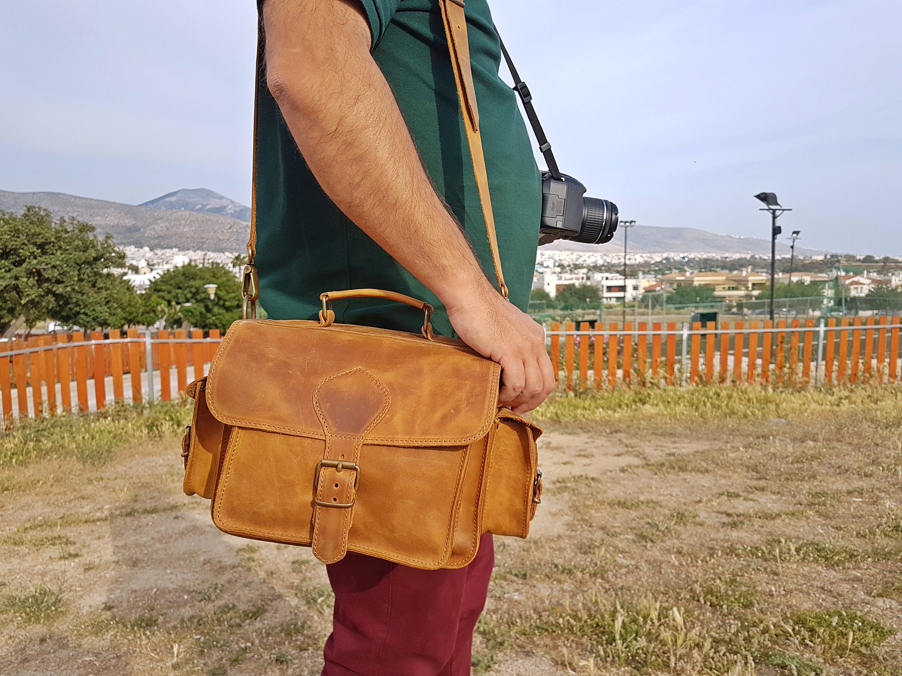 Waxed Leather Camera Bag Handmade in Greece From Full Grain | Etsy