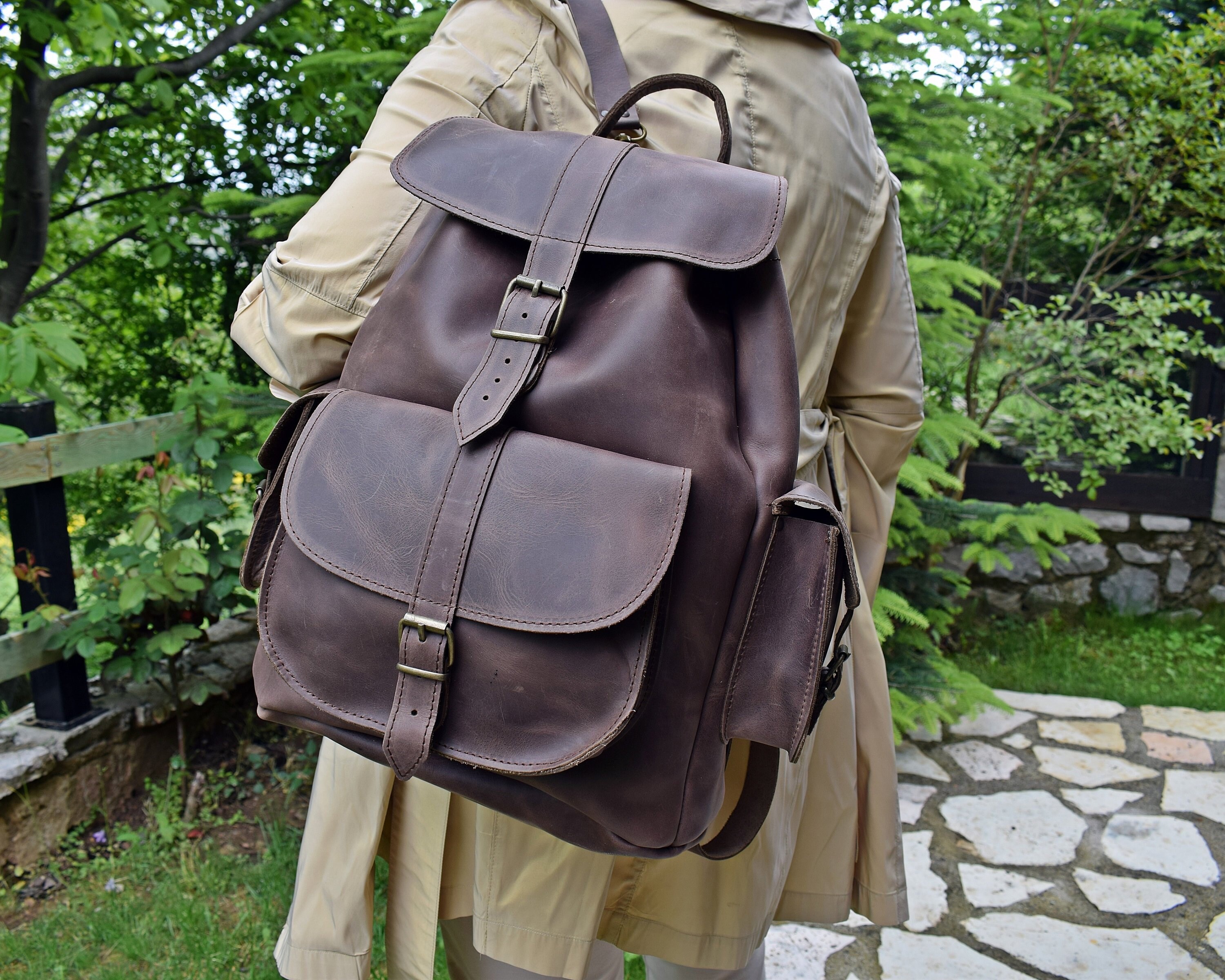 Handmade Waxed Leather Backpack From Full Grain Leather - Etsy