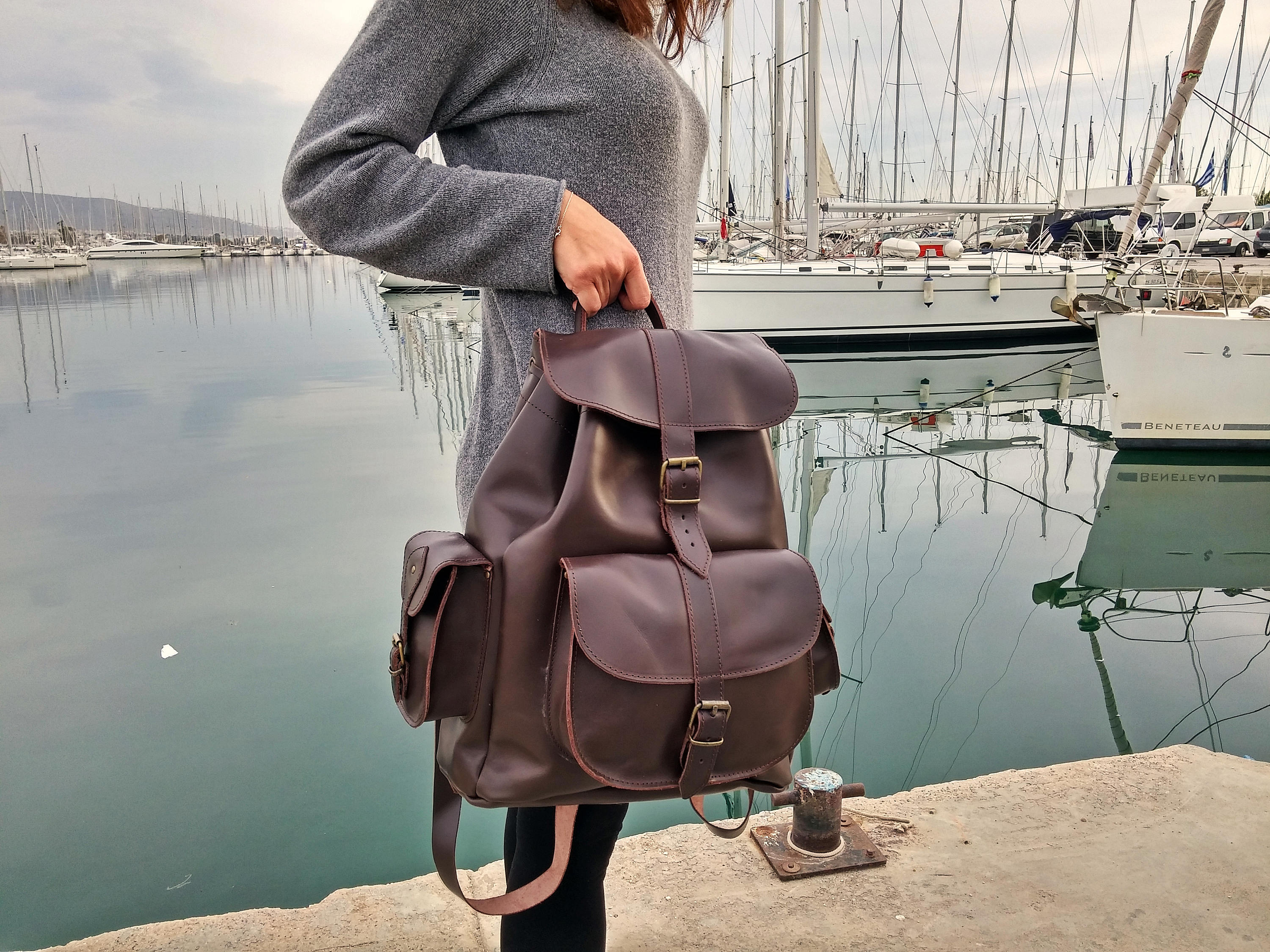 EXTRA LARGE Leather Backpack, Travel Backpack, Satchel. College Leather ...