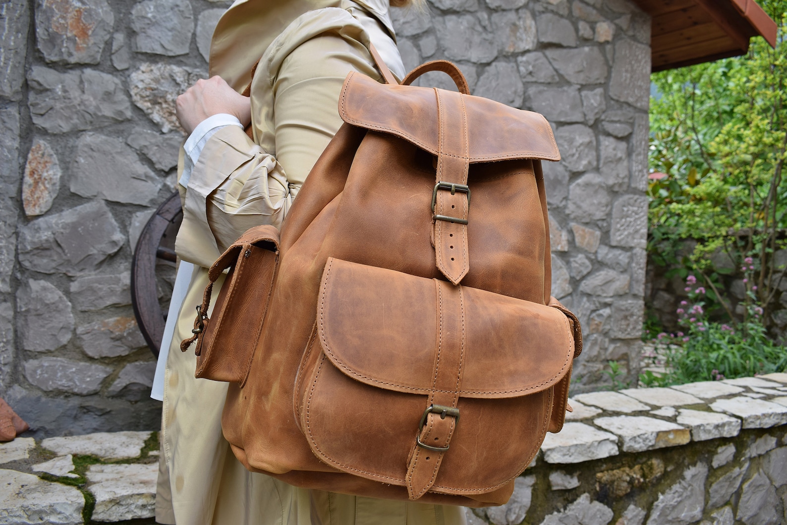 Extra Large Leather Backpack / Full Grain Leather Travel - Etsy