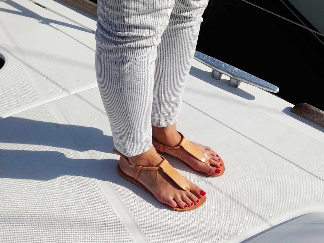 Handmade Leather T-strap Sandals: Greek Ankle Strap Sandals - Etsy