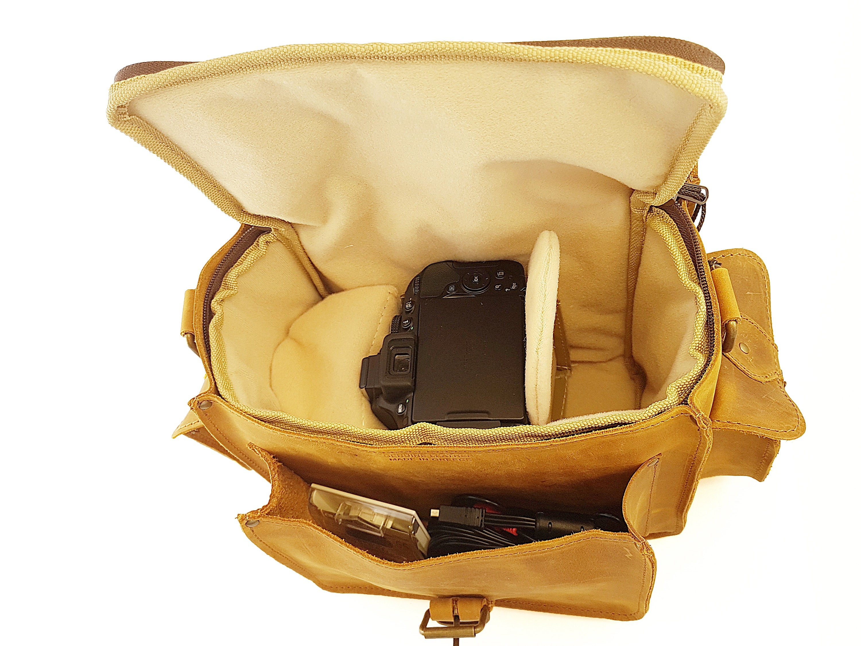 Waxed Leather Camera Bag Handmade in Greece From Full Grain Leather by ...