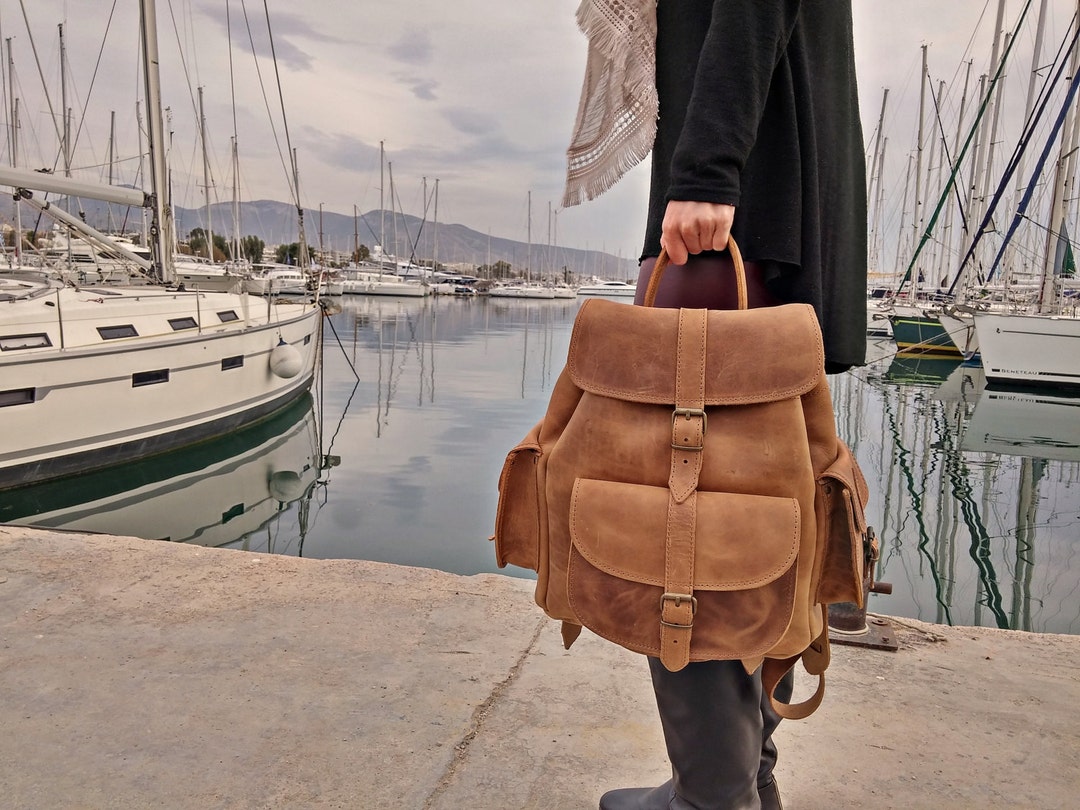 Waxed Leather Backpack - Knapsack From Full Grain Leather, Handmade in ...