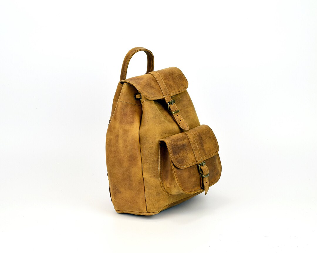 Distressed Full-grain Leather Backpack: Waxed Brown Rucksack - Etsy