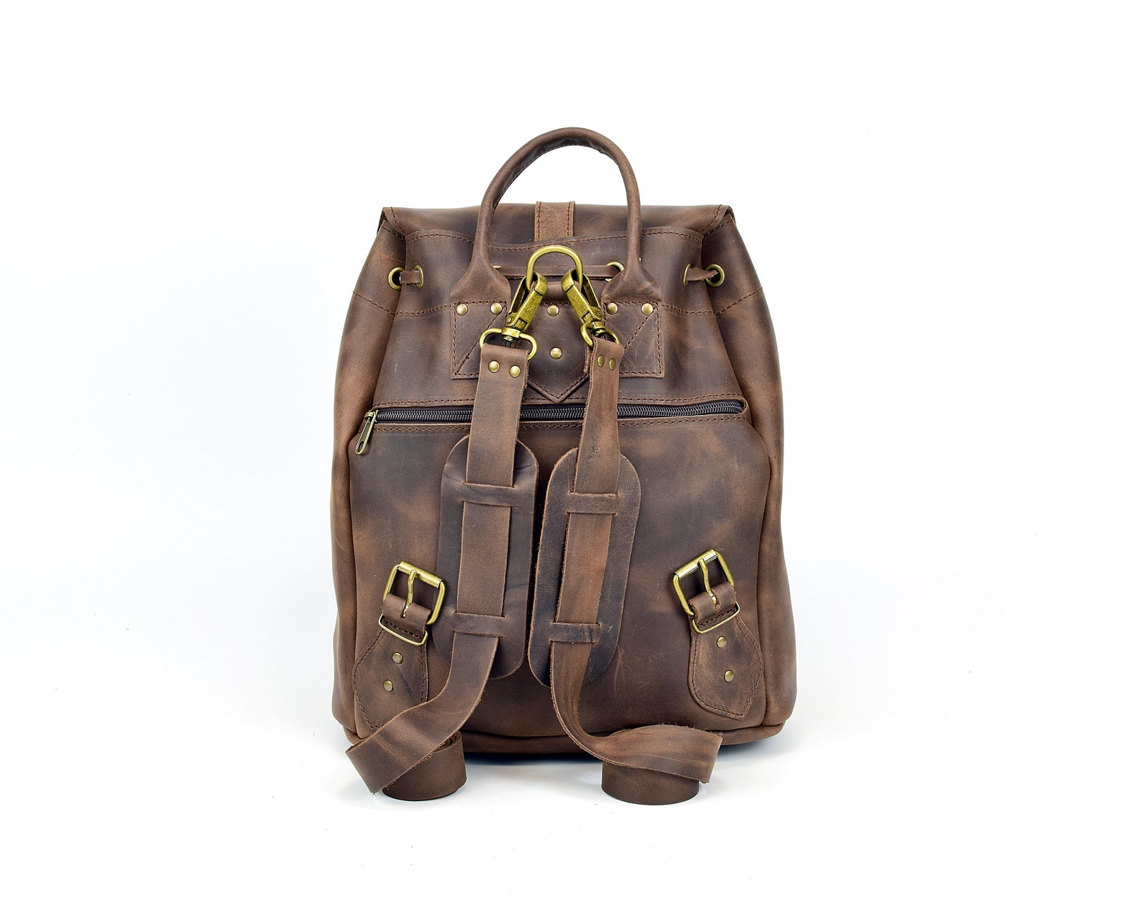 Waxed Brown Leather Backpack Full Grain Leather Rucksack - Etsy