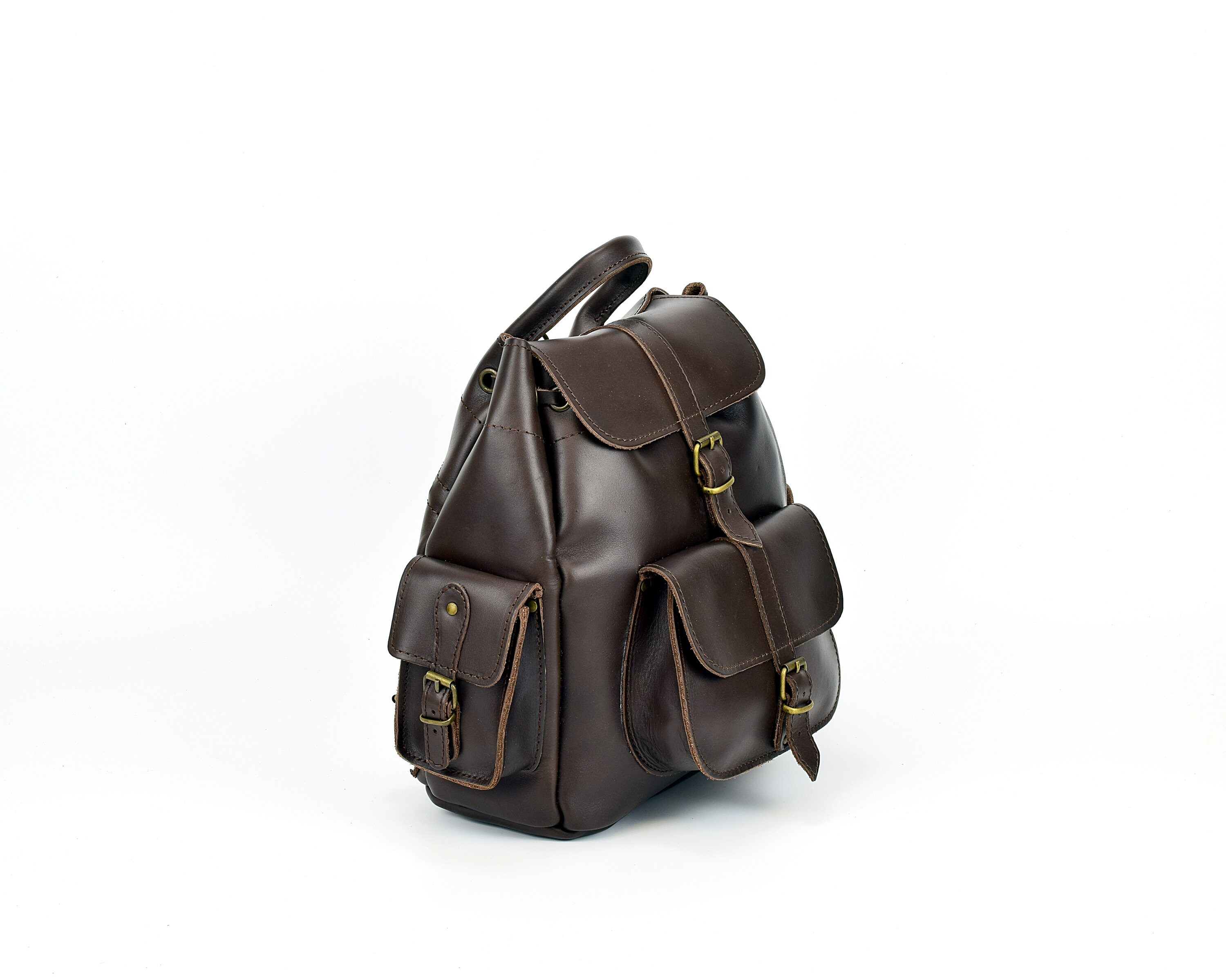 Leather Backpack for Women with pockets Handmade of Full | Etsy