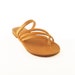 Flat Tan Strappy Slip on Sandals for Women, Genuine Leather Sandals ...