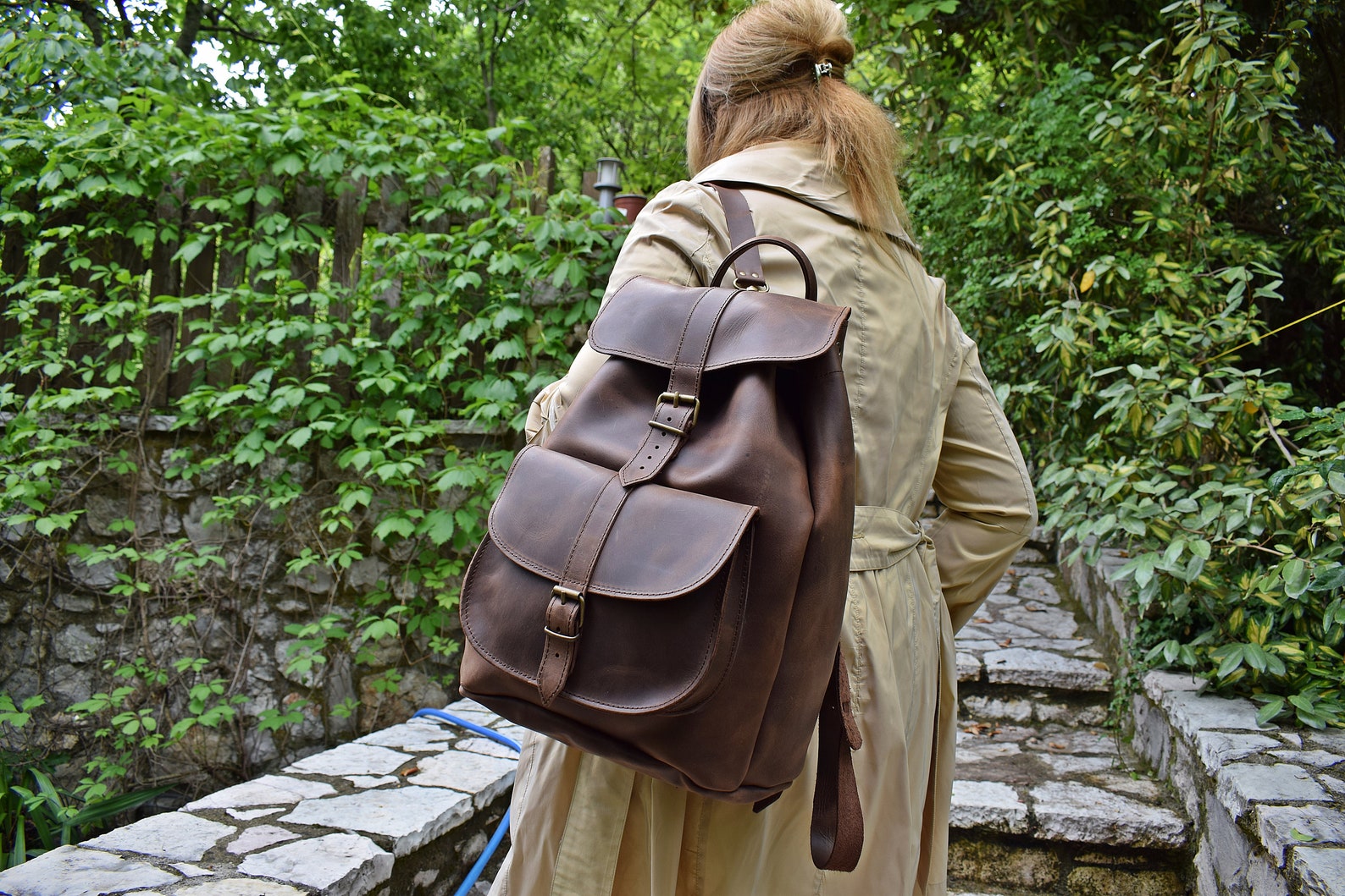 Distressed Leather Backpack: Extra Large Full Grain, Handmade in Greece ...