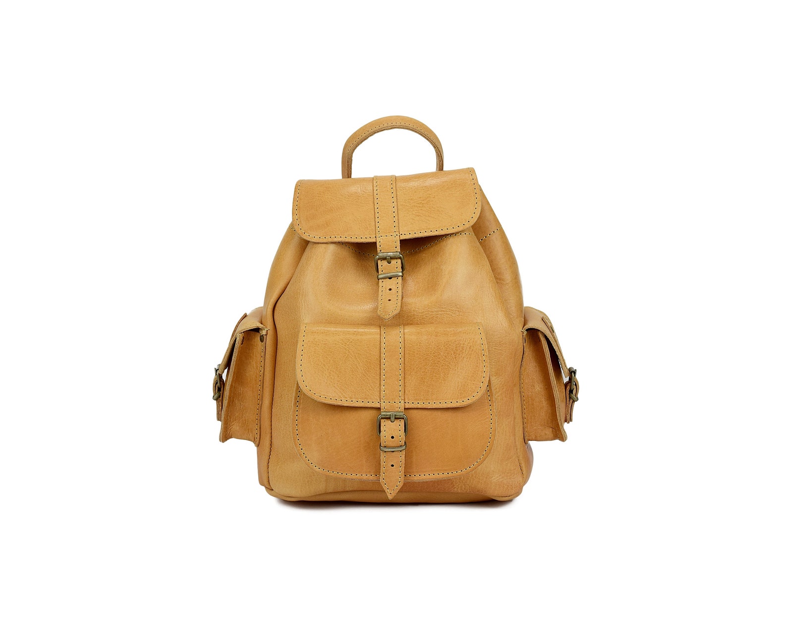 Leather Backpack for Women With Pockets, Handmade of Full Grain Leather ...