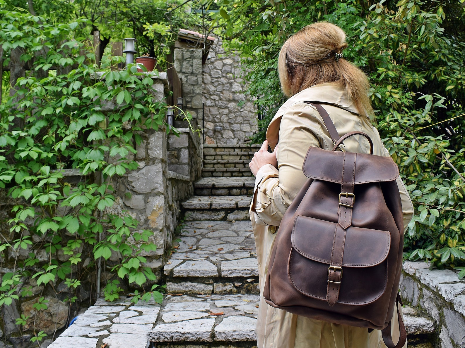 Distressed Leather Backpack: Extra Large Full Grain, Handmade in Greece ...