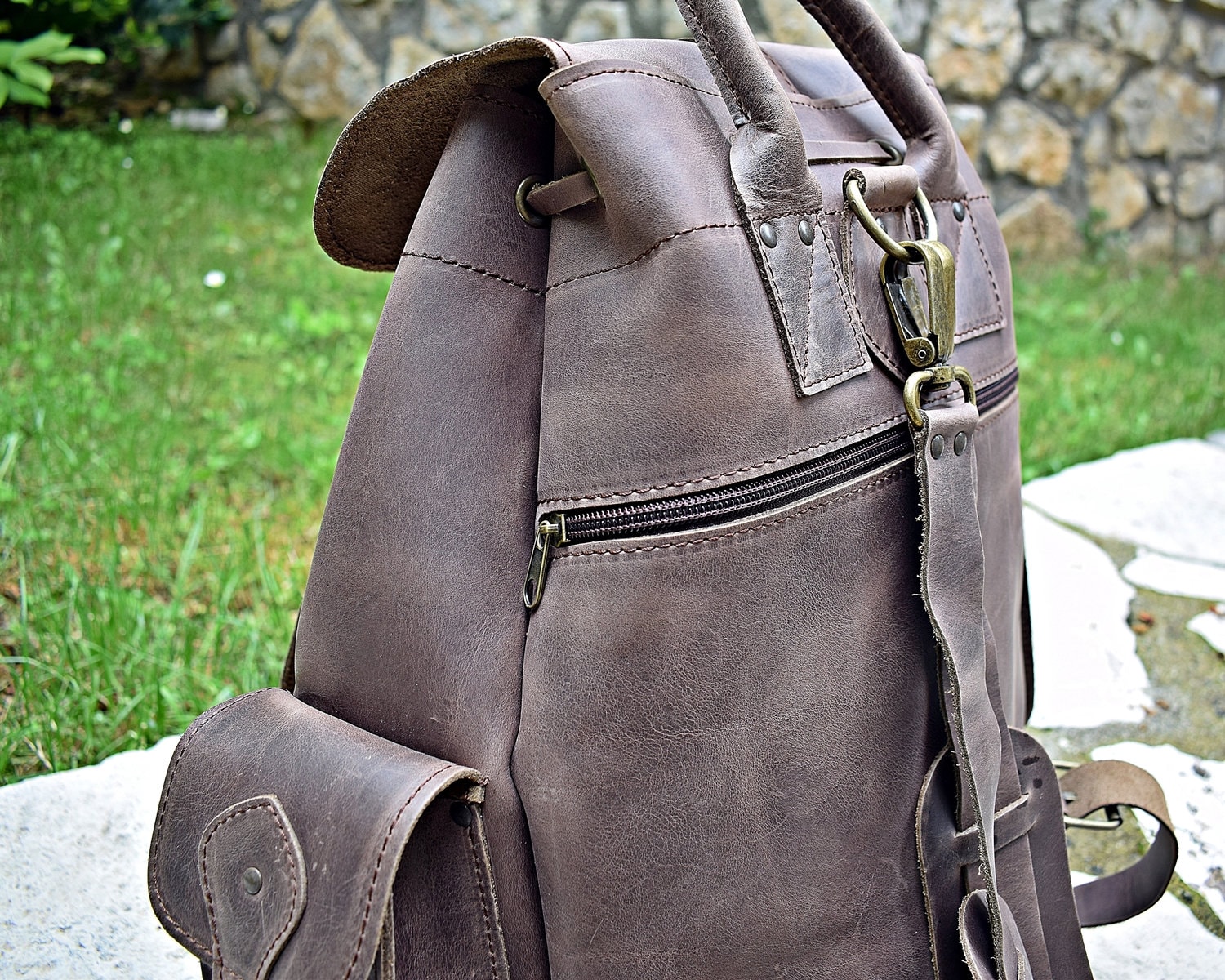 Handmade Waxed Leather Backpack from Full Grain Leather | Etsy