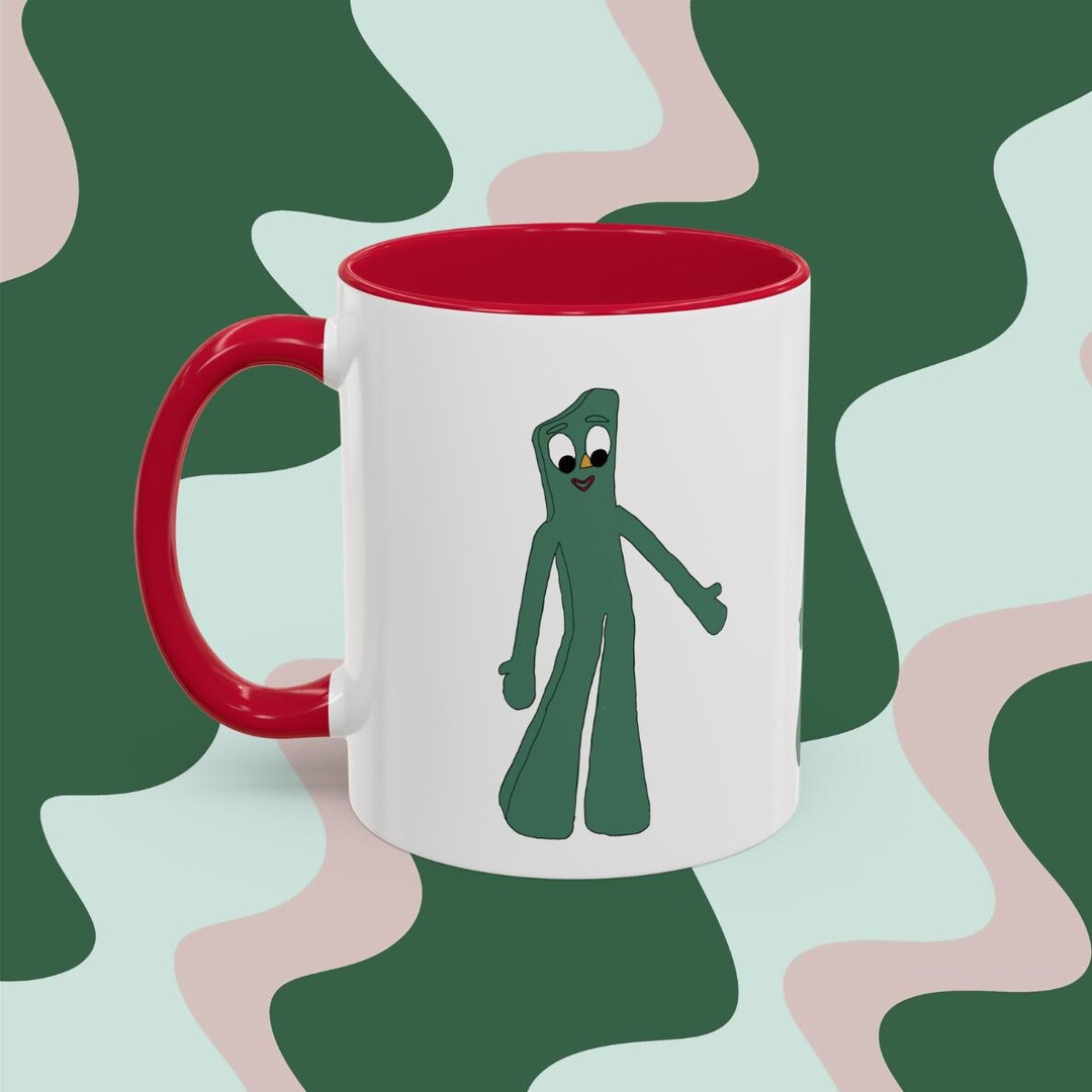Gumby Mug Funny Nostalgic Coffee Cup Hand Drawn Cartoon Art Retro 90s ...