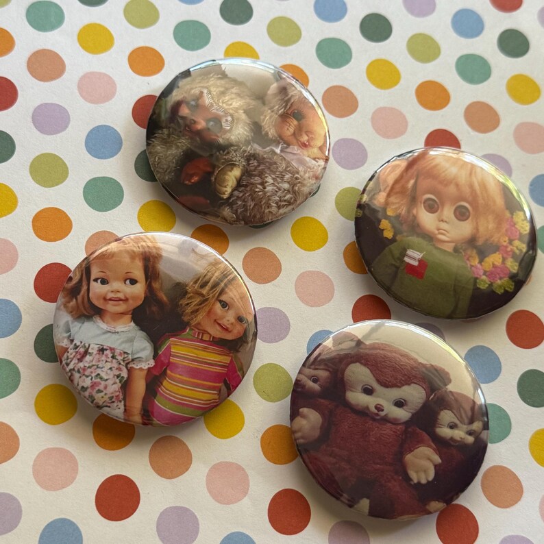 Creepy Cute Vintage Doll Pinback Buttons – Toycore Button Set (4) - Etsy