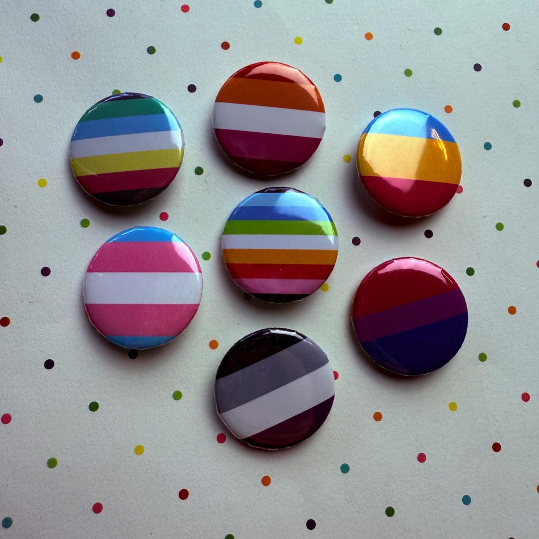 Pride Flag 1 Button Pin OR Magnet, Handmade, LGBTQIA, Queer, Gay ...
