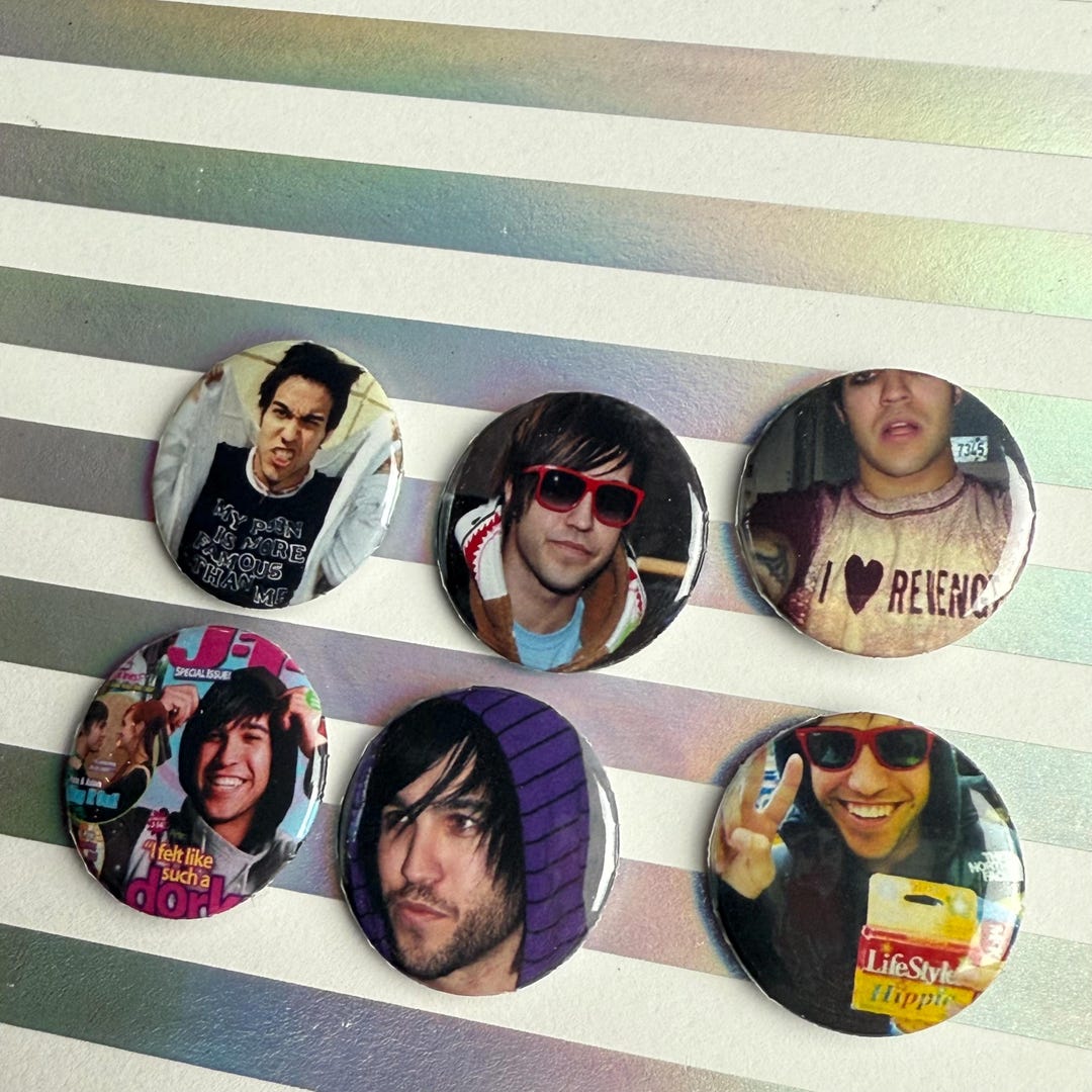 6 Pack Pete Wentz Early 2000s Y2K Fall Out Boy Inspired Emo 1" Buttons ...
