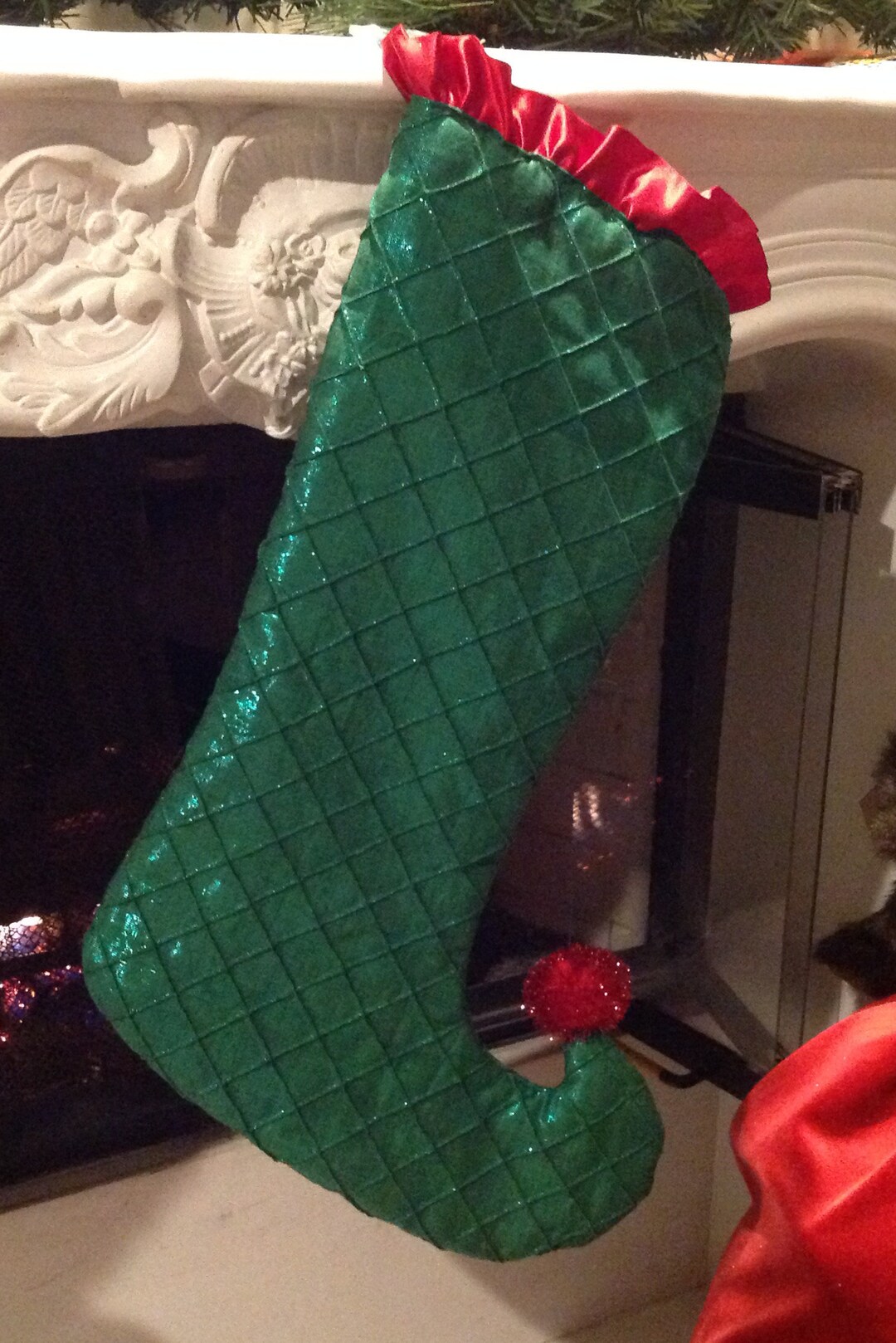 Green Elf Stocking - Etsy