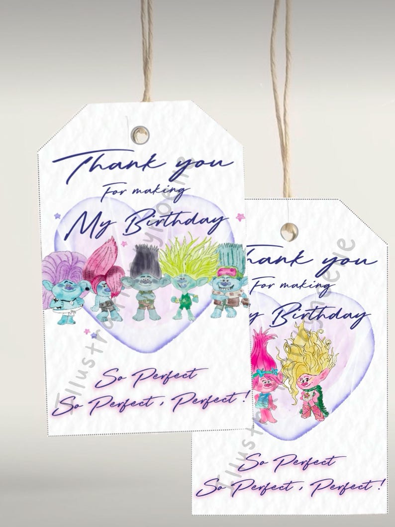 Trolls Thank You Tags - Etsy