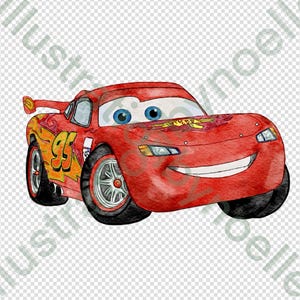 Mator and Lightening Mcqueen Watercolor Cutouts – Digital Download for ...