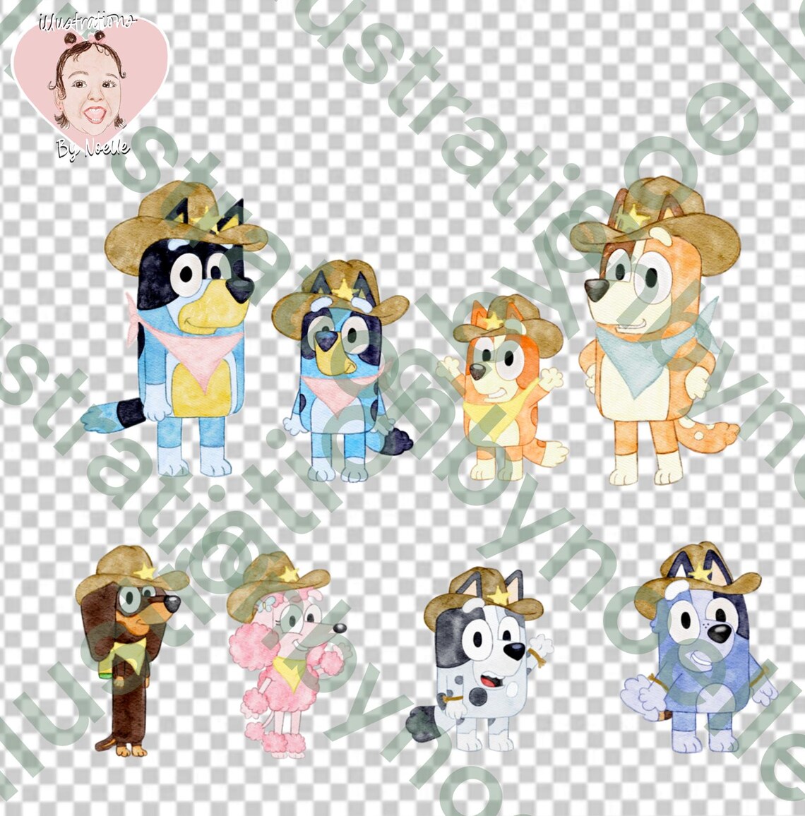 Cowboy Bluey Png Images /8 Png Images/cutouts / Cupcake Toppers/ Soft ...