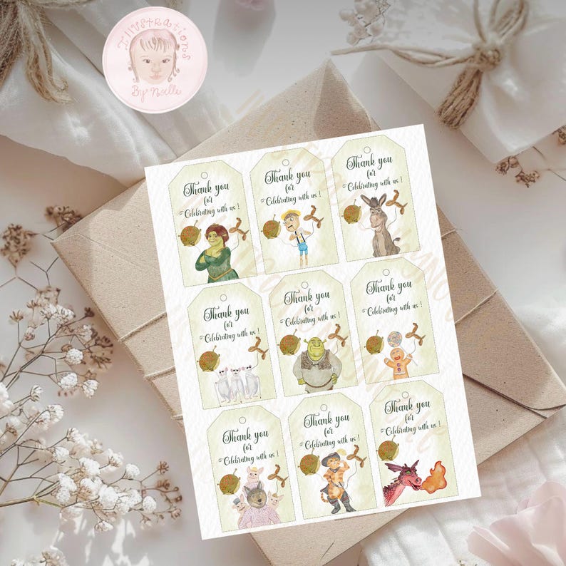 Shrek Thank You Tags / Gift Tags - Etsy
