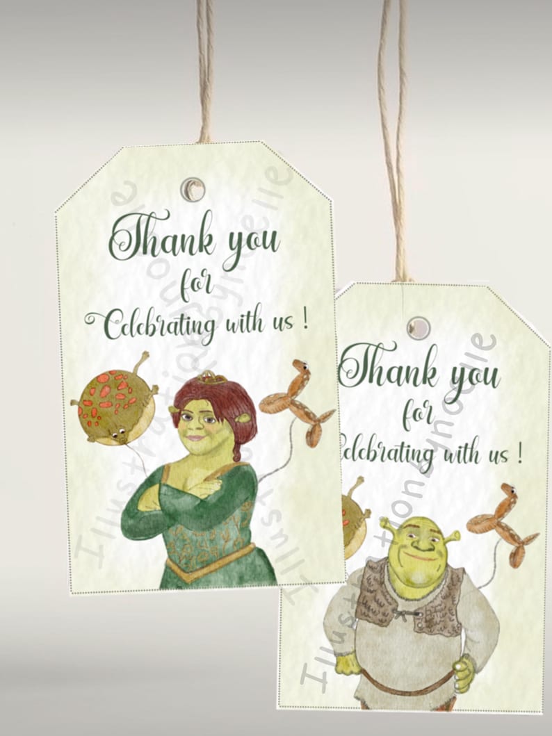 Shrek Thank You Tags / Gift Tags - Etsy