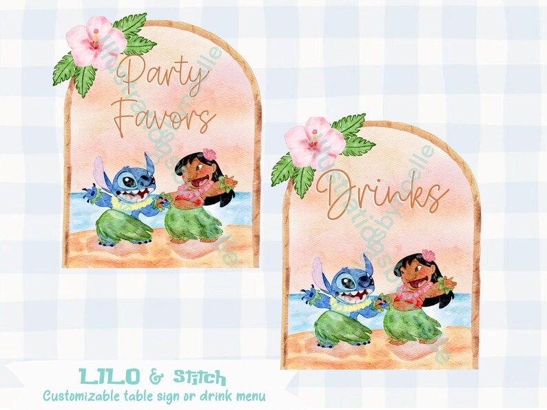 Lilo and Stitch Sign/ Party Favor Sign/customizable/drink Sign ...