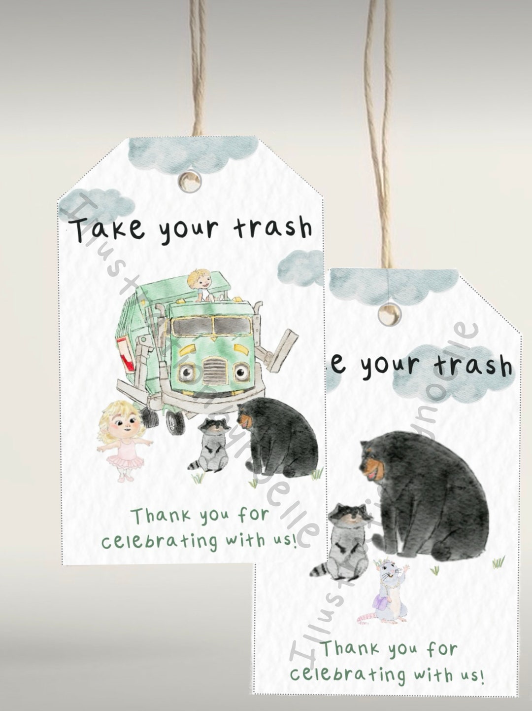 Trash Truck Thank You Tags - Etsy