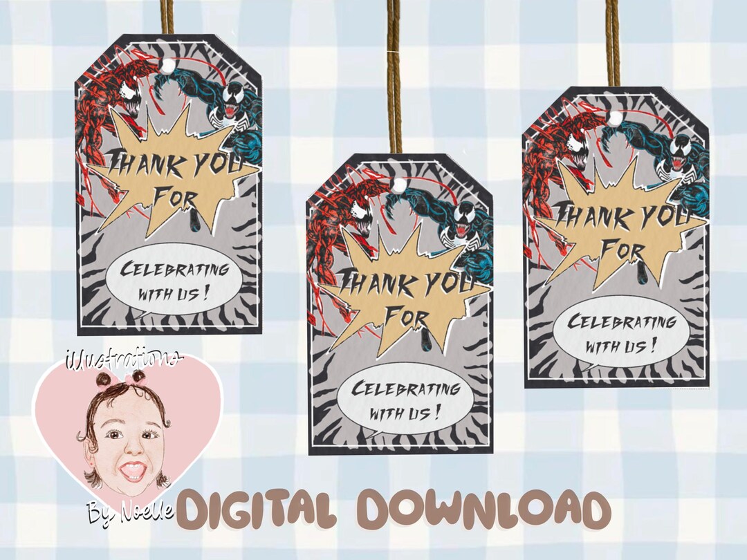 Venom Birthday Party Favor Tags / Spider-man / Marvel Tags and Cutouts ...