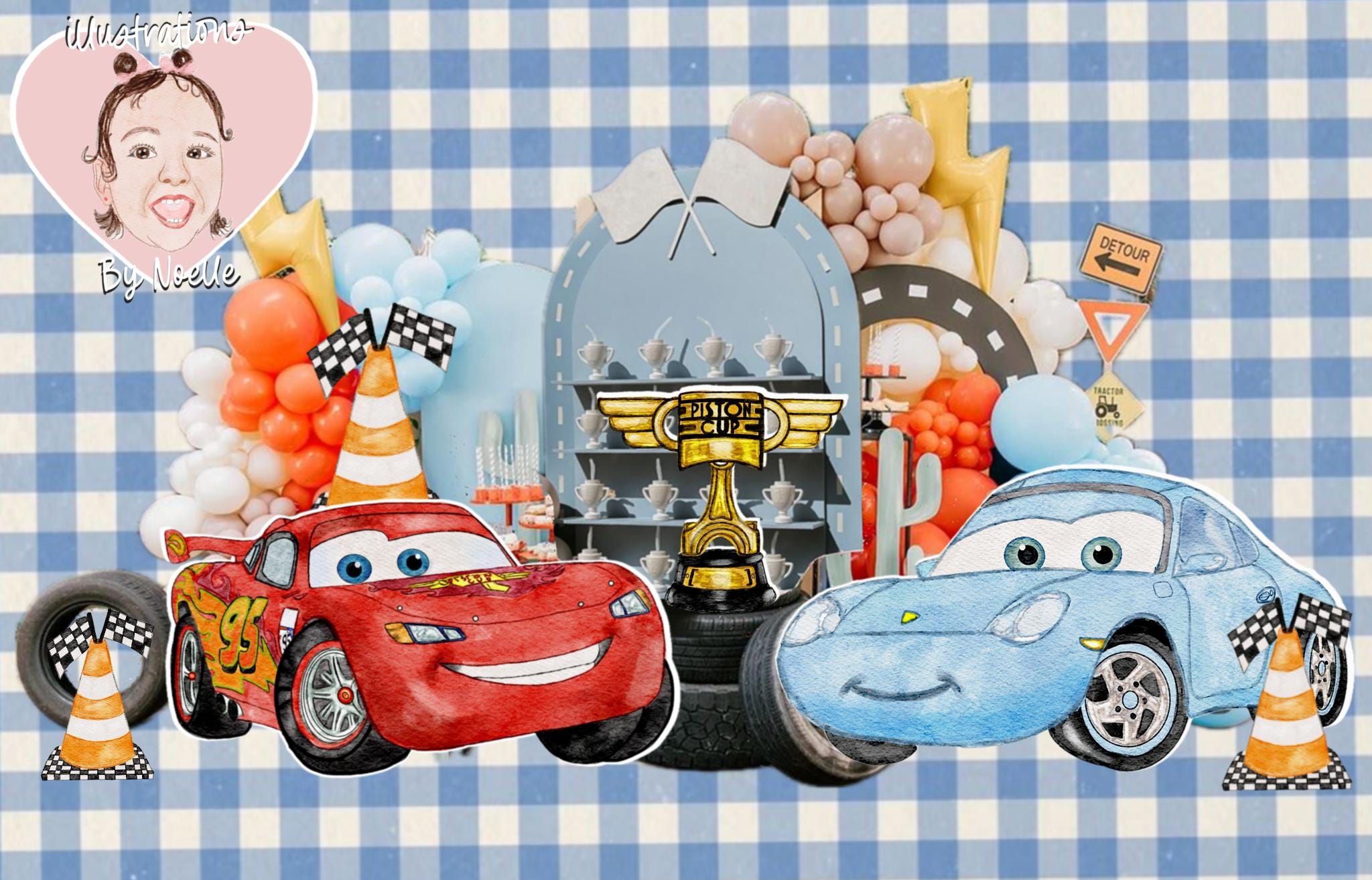 Mator and Lightening Mcqueen Watercolor Cutouts – Digital Download for ...