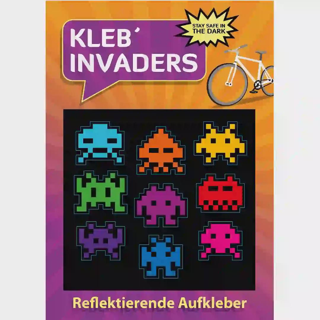 HUGS & STICKER Postcard With Sticker Space Invaders Bicycle Sticker ...