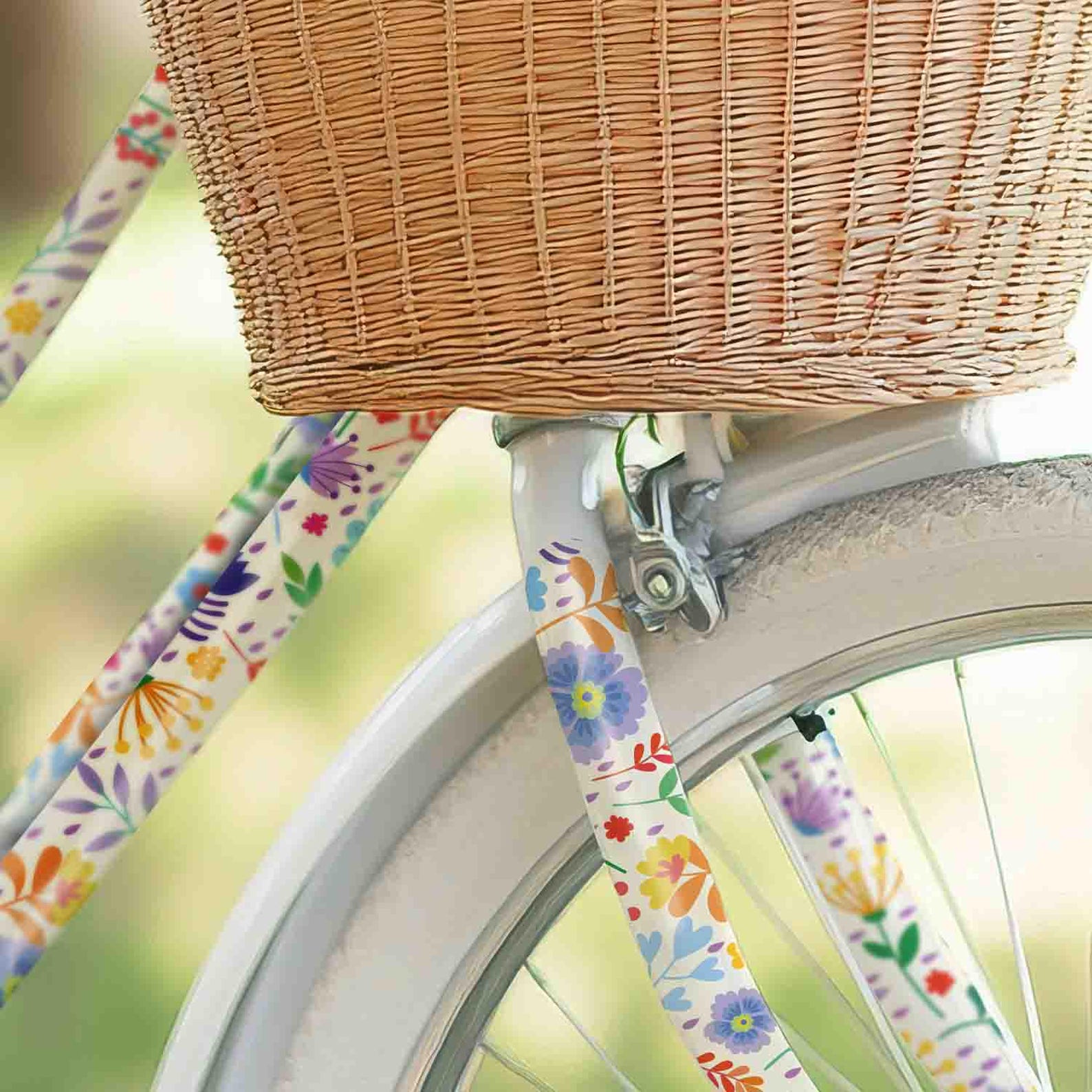 Bicycle Wrap With Spring Flowers Pattern – Beige Frame Protection Film ...