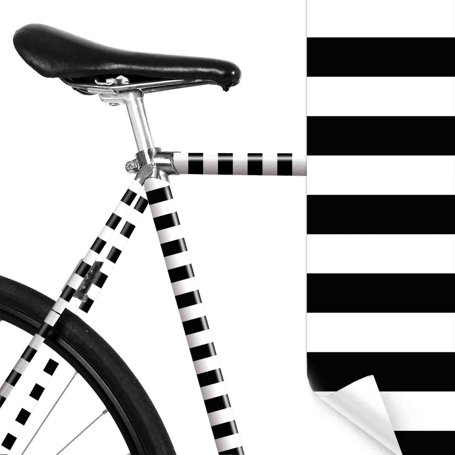 Bicycle Wrap With Block Stripes Pattern - Black and White Frame ...