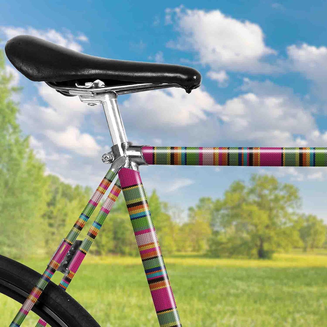 Urban Knitting Pattern Bicycle Wrap - Colorful Stripes Frame Protection ...