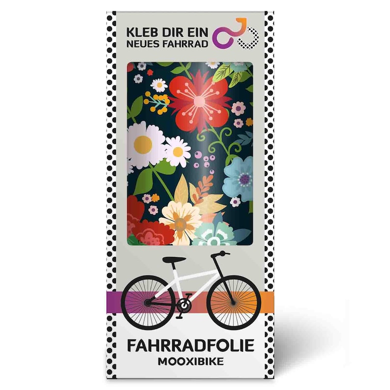 Bicycle Wrap With Summer Flowers Pattern – Black Frame Protection Film ...