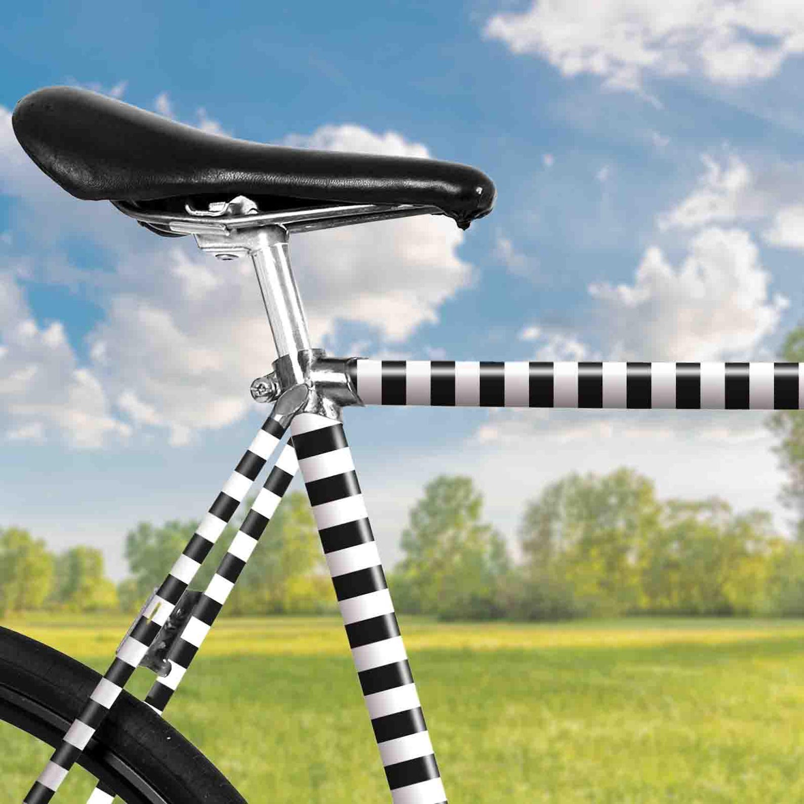 Bicycle Wrap With Block Stripes Pattern - Black and White Frame ...
