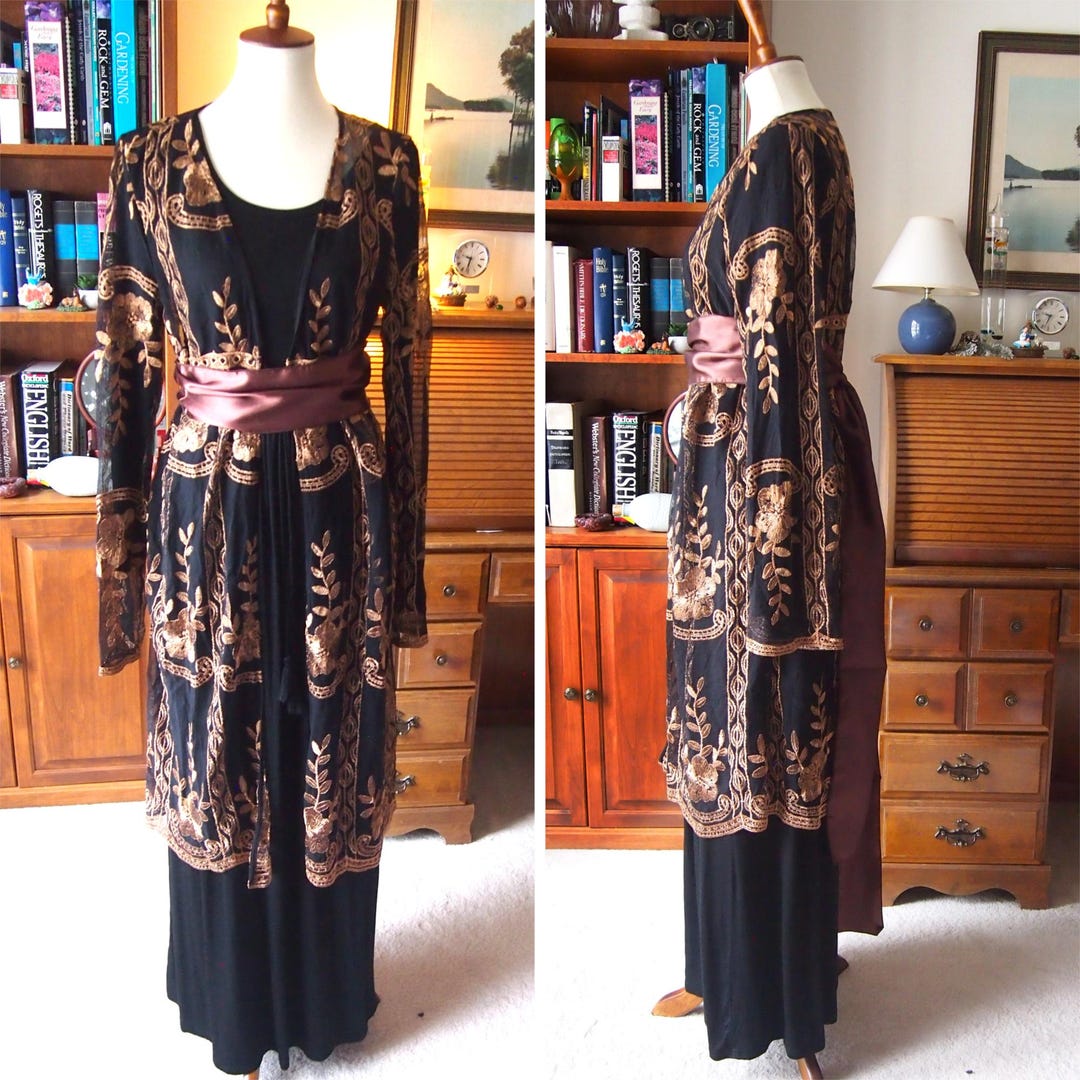 Edwardian 1900s Embroidered Dress - Costume Lady Adult Women Formal ...