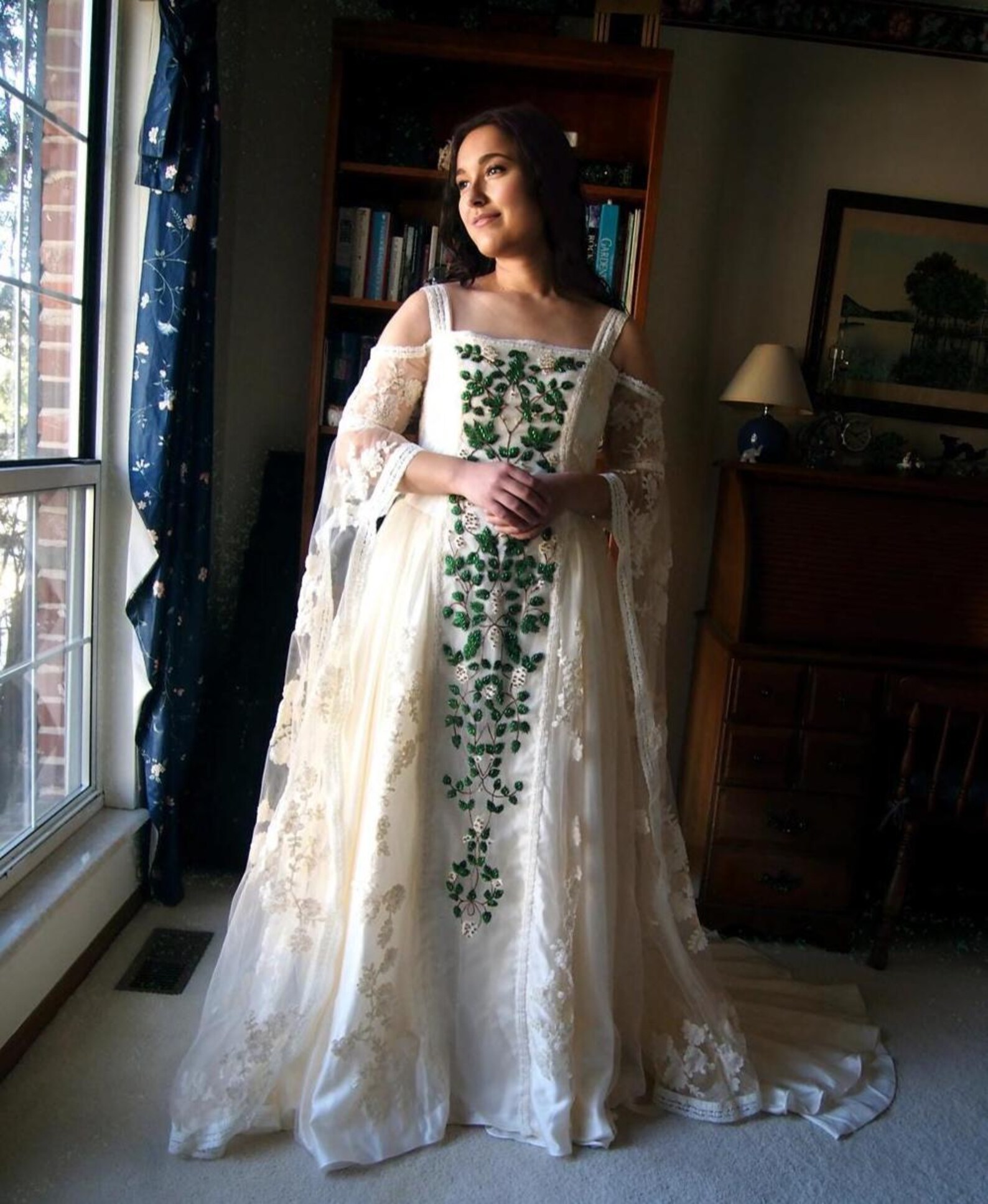 Celtic Hand-embroidered Wedding Dress - Rowan Branch & Lace Gown ...