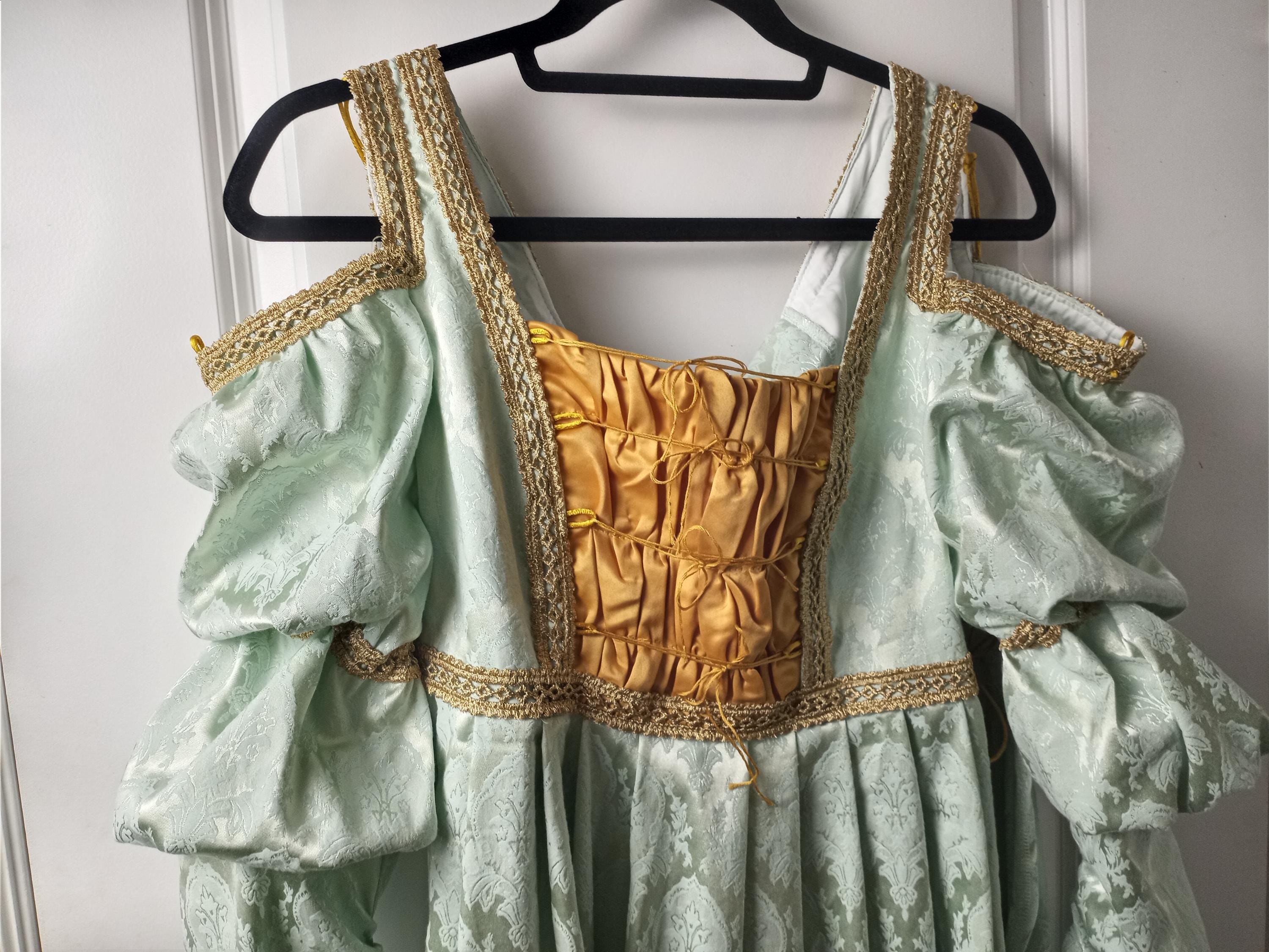 Renaissance Cinderella Gown 1500s - Gold and Light Blue Dress W Puff ...