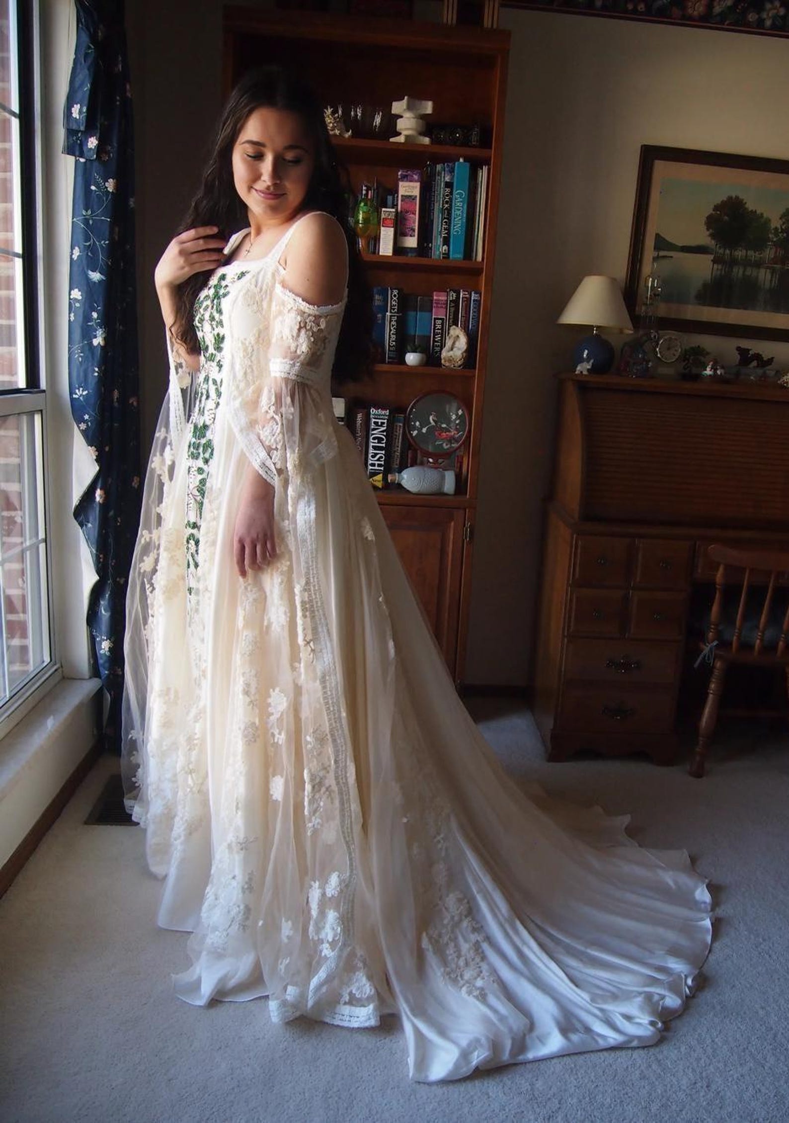 Celtic Hand-embroidered Wedding Dress - Rowan Branch & Lace Gown ...