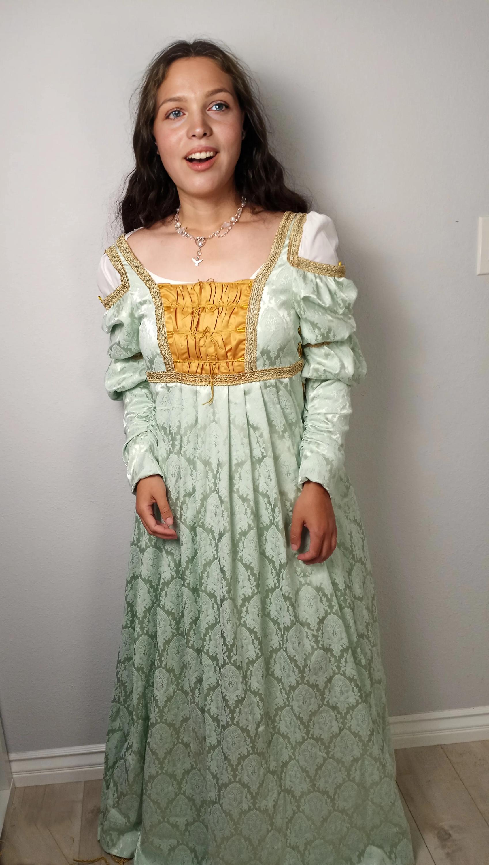 Renaissance Cinderella Gown 1500s - Gold and Light Blue Dress W Puff ...