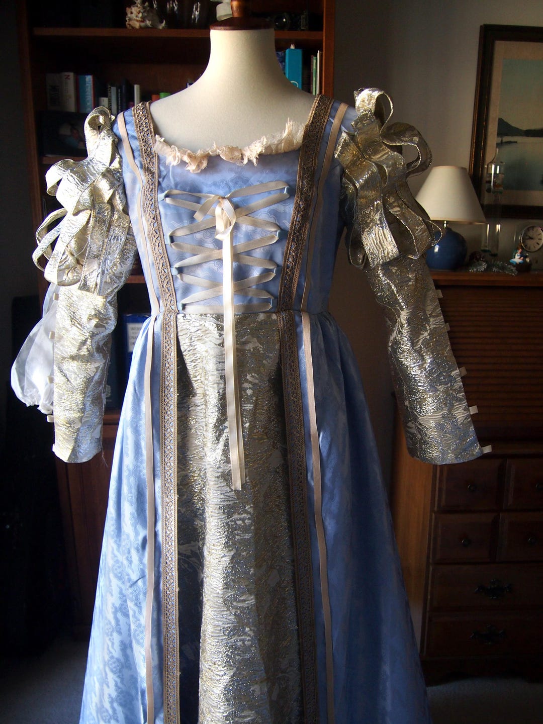 Court Gown French Italian Renaissance or 1800s Empire Napoleon - Blue ...