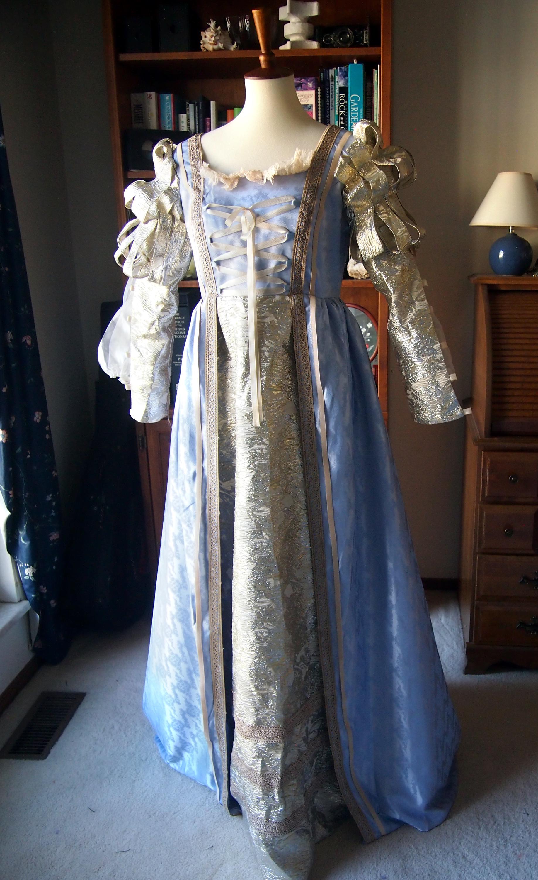 Court Gown French Italian Renaissance or 1800s Empire Napoleon - Blue ...