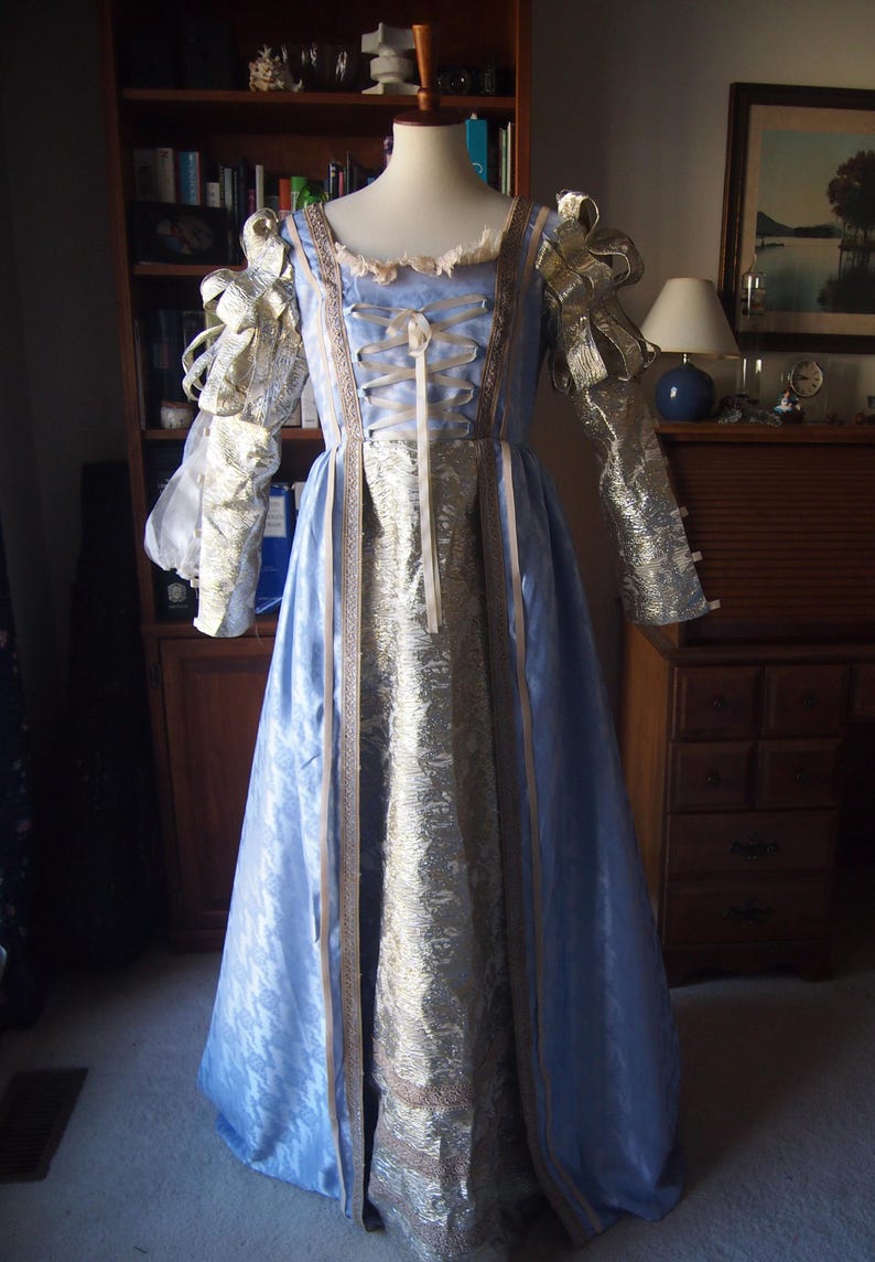 Court Gown French Italian Renaissance or 1800s Empire Napoleon - Blue ...