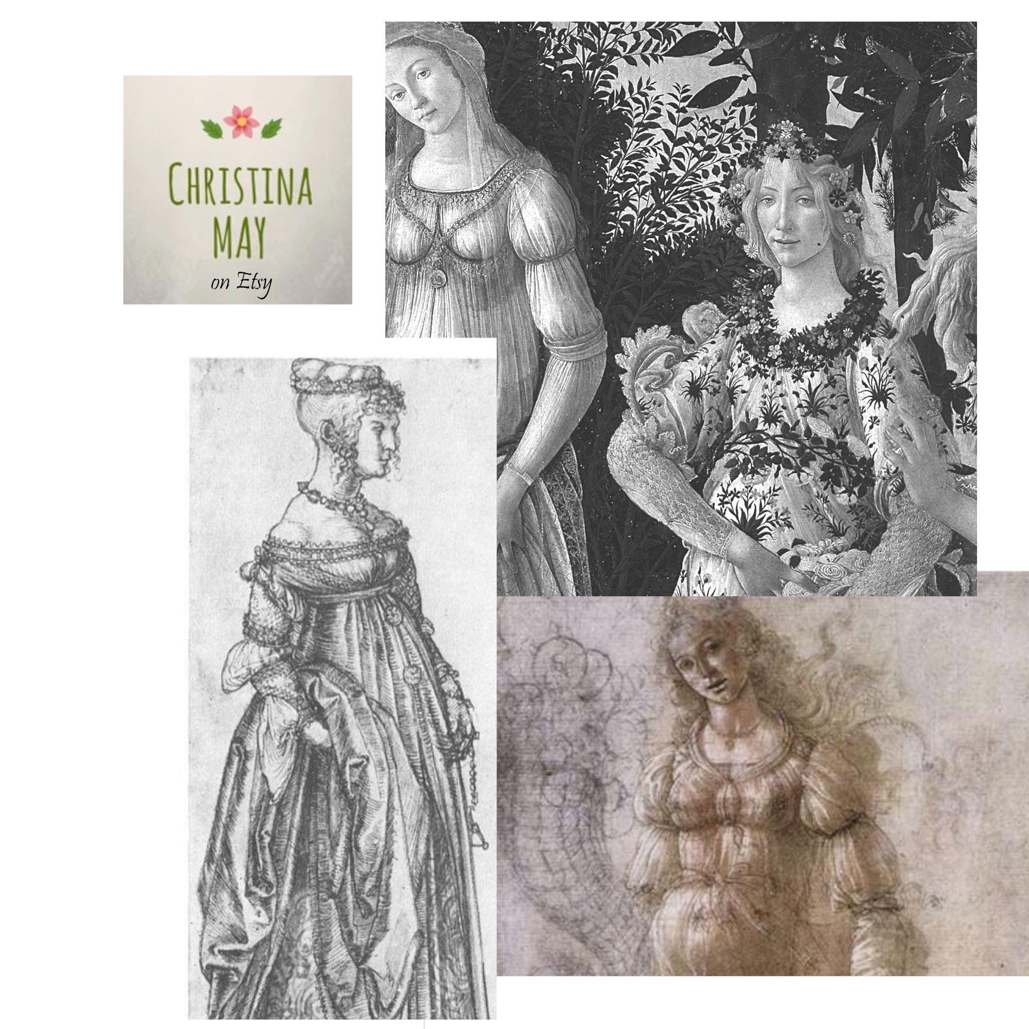 Italian Renaissance Ball Masquerade Gown - Evening White Dress Costume 1400s 1500s 15th 16th ...