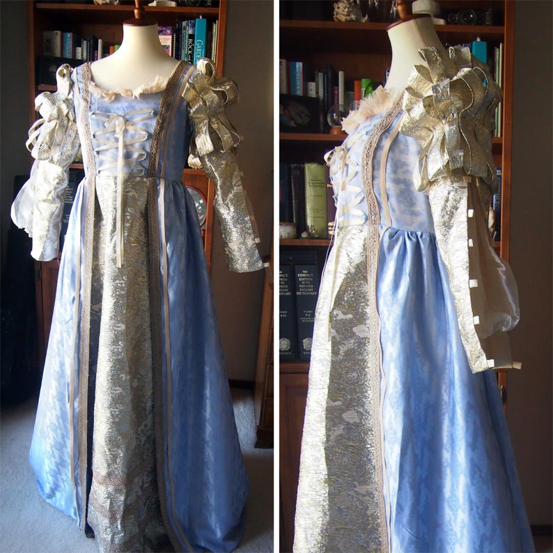 Court Gown French Italian Renaissance or 1800s Empire Napoleon - Blue ...