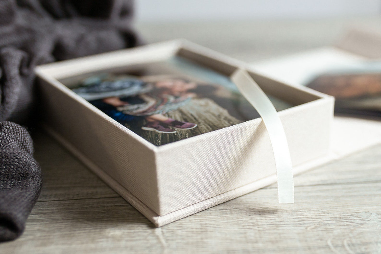 Cream Linen Photo Box | Etsy